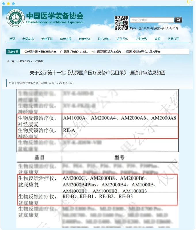 乐普AM系列、RE系列生物反馈治疗仪入选第十一批《优秀国产医疗设备产品目录》！ - 乐普云智官网